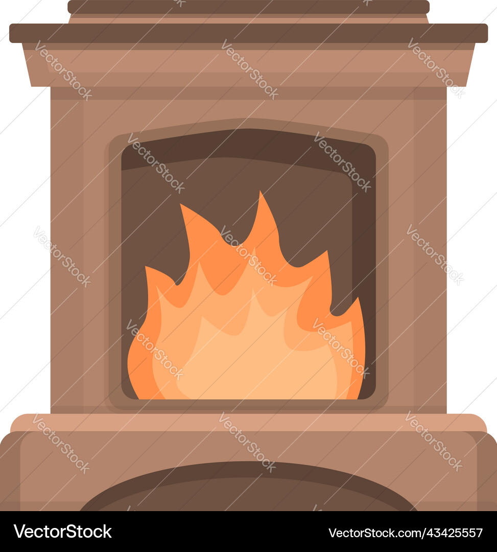 Burning fire icon cartoon wood restaurant Vector Image