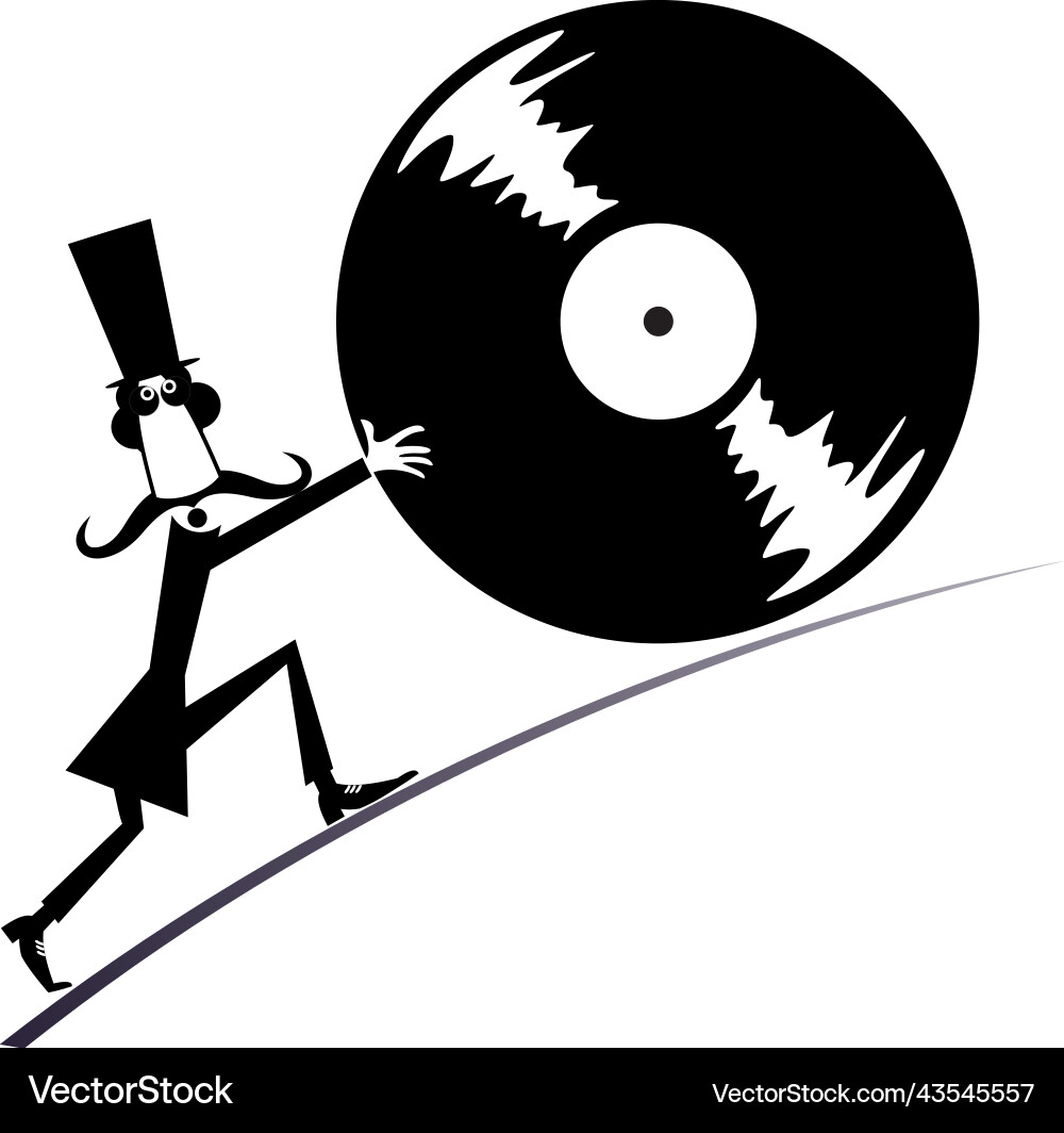 Cartoon man with long play record concept Vector Image