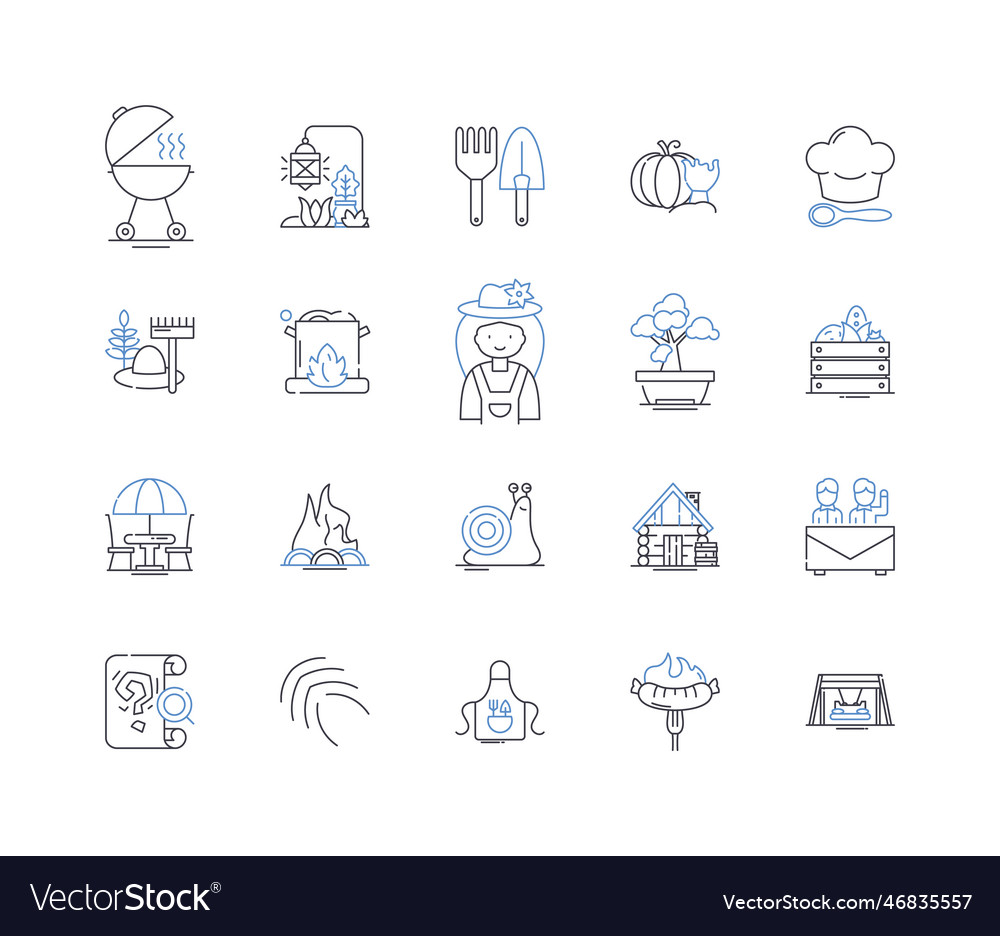 Chemical plant line icons collection reactor Vector Image