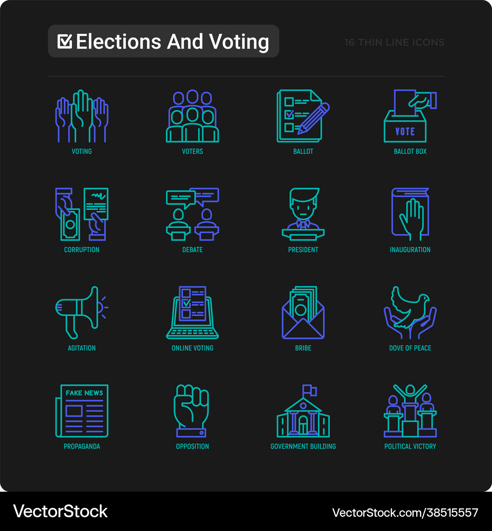 Election and voting thin line icons set voters Vector Image