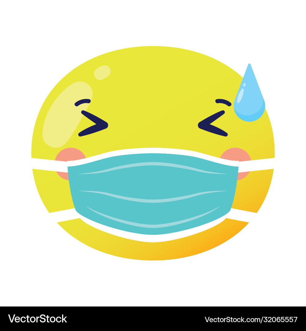 Emoji face using medical mask funny character Vector Image