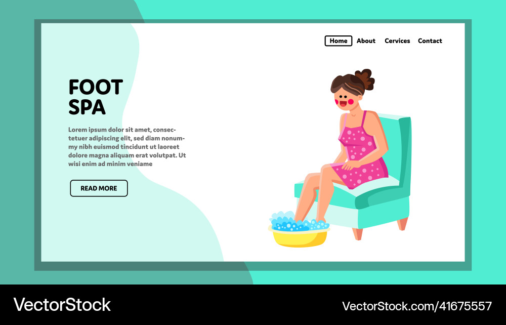 Foot spa service resting young woman client Vector Image