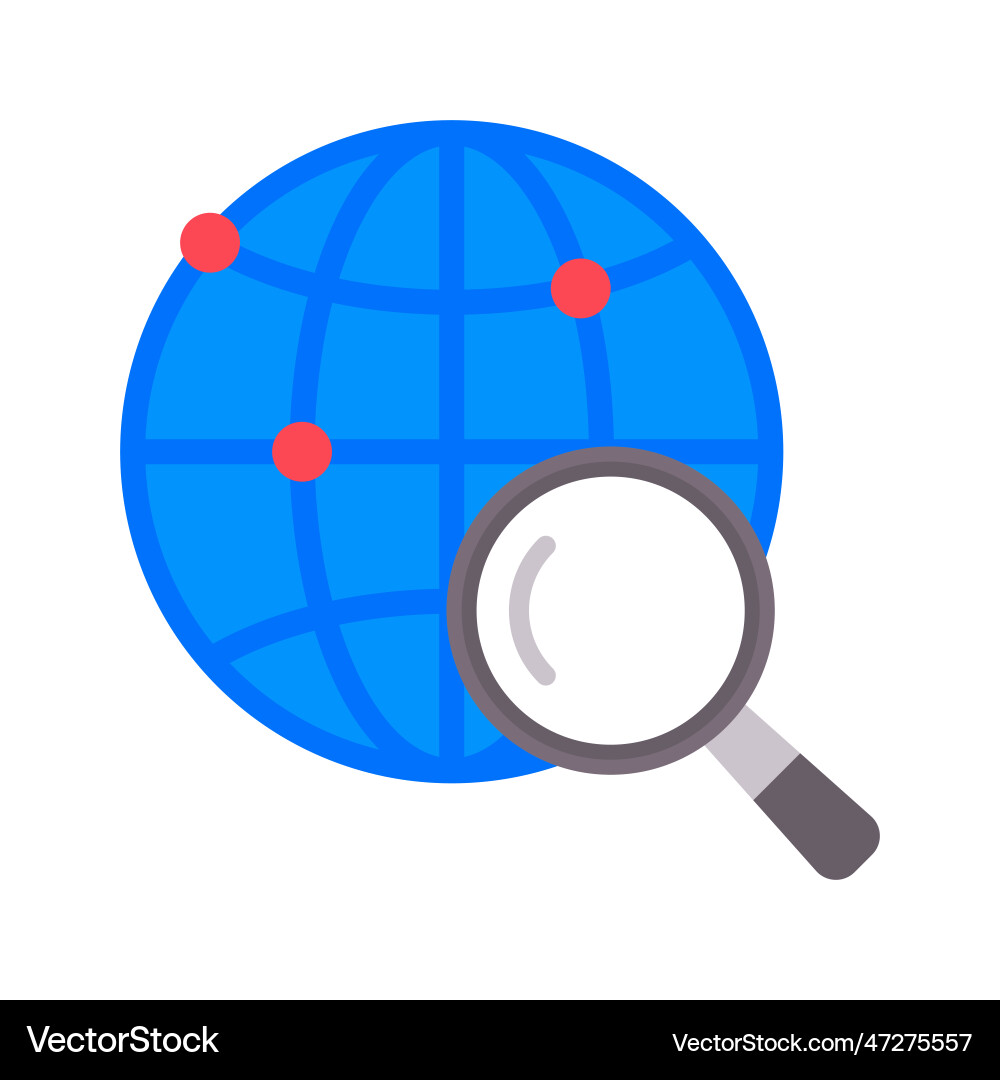 Global search sign icon earth under magnifying Vector Image