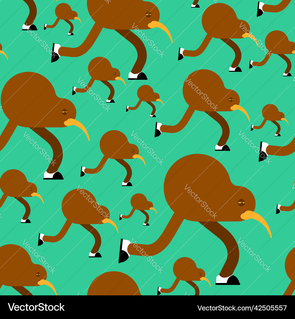 Kiwi bird cartoon pattern seamless little Vector Image