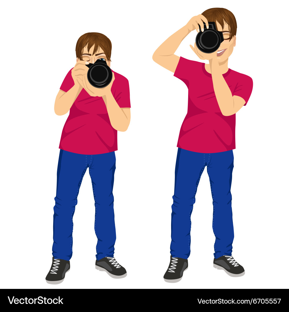 Photographer man taking photos Royalty Free Vector Image
