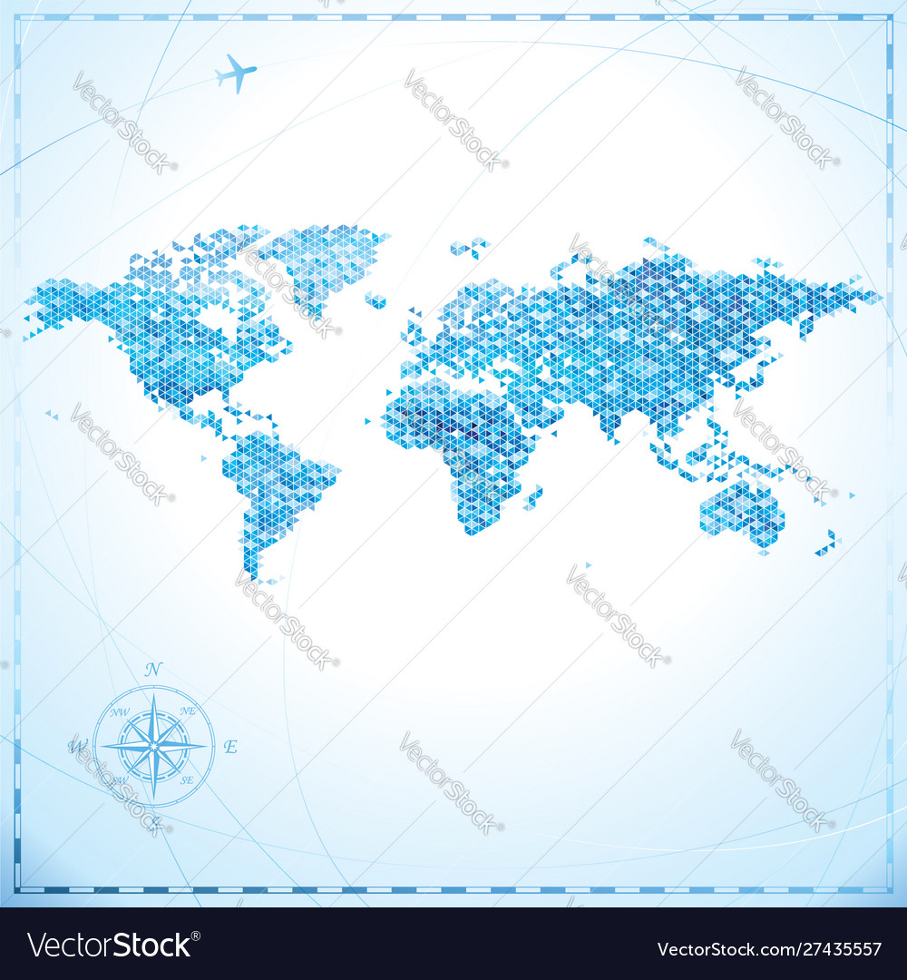 Pixel world map Royalty Free Vector Image - VectorStock