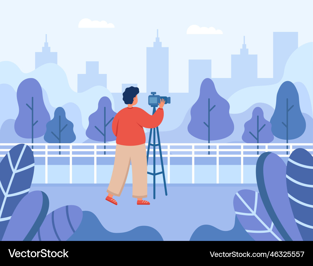 Professional photographer taking picture Vector Image