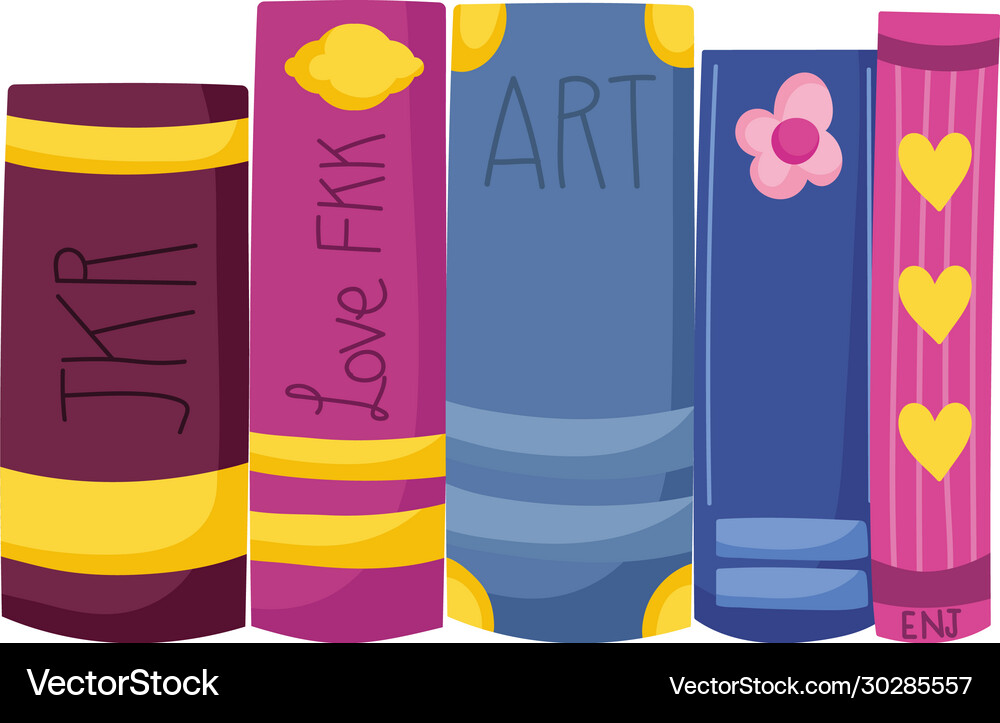 Row books different literature book day Royalty Free Vector