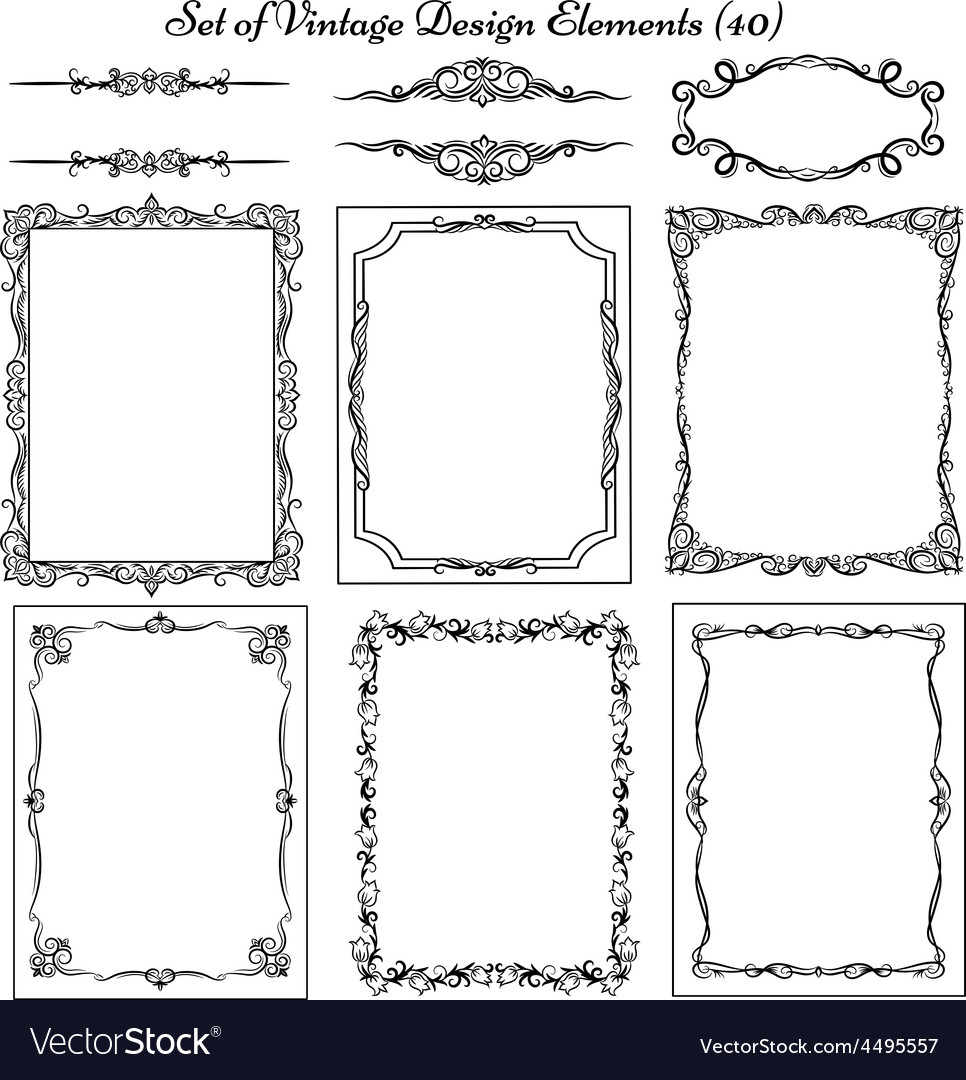 Set vintage design elements Royalty Free Vector Image