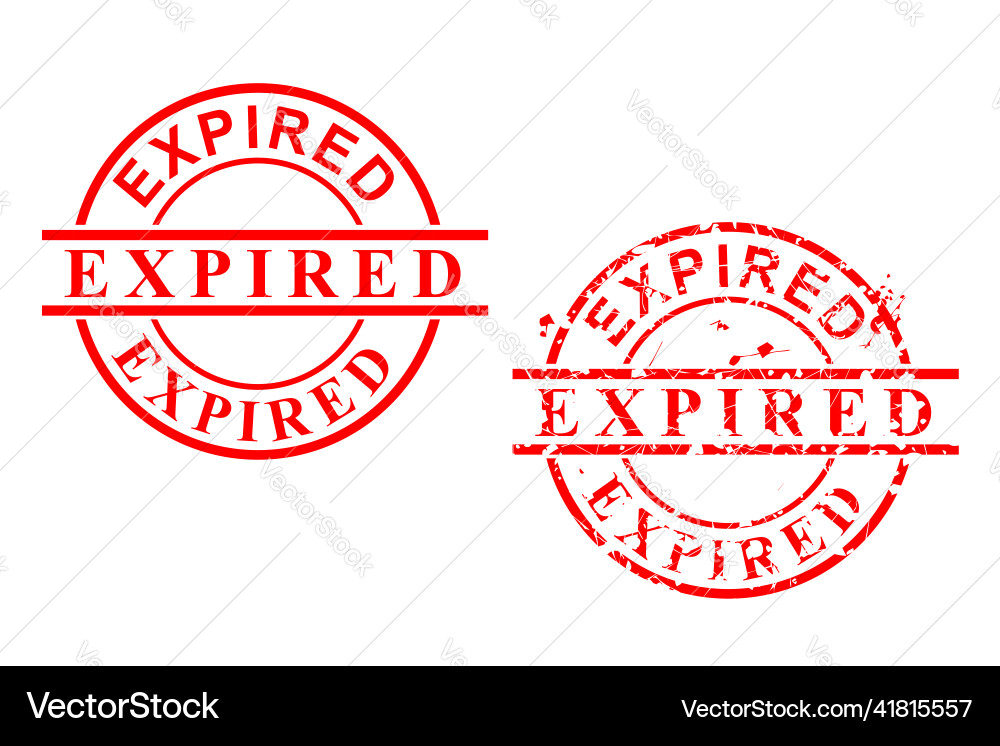 Simple set 2 circle red rubber stamp expired Vector Image
