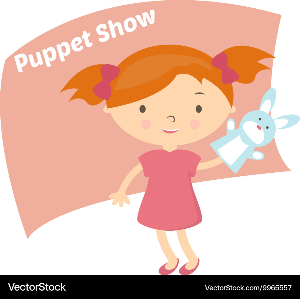 Small girl with hand puppet toy Royalty Free Vector Image