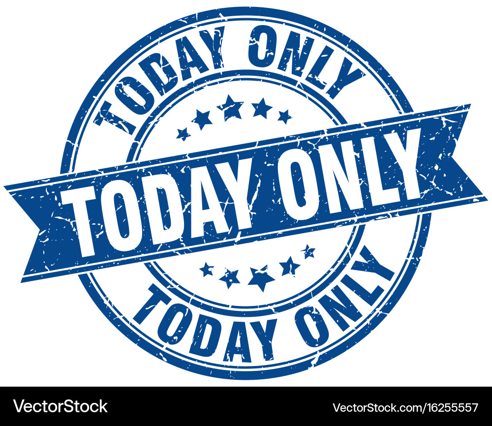 Today only round grunge ribbon stamp Royalty Free Vector