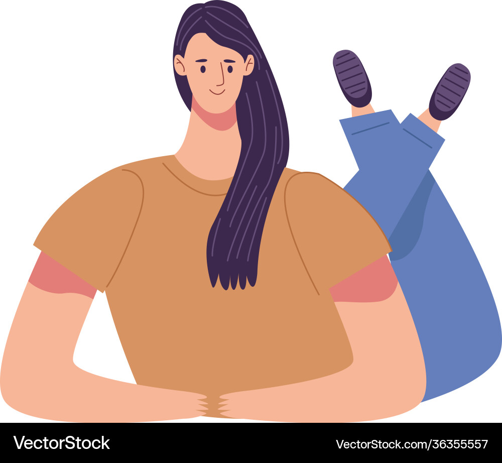 Young girl lying down relaxing character Vector Image