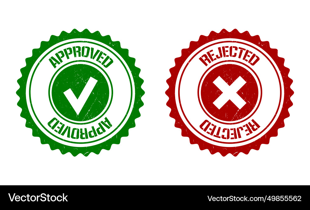 Approved and rejected rubber stamp grunge Vector Image