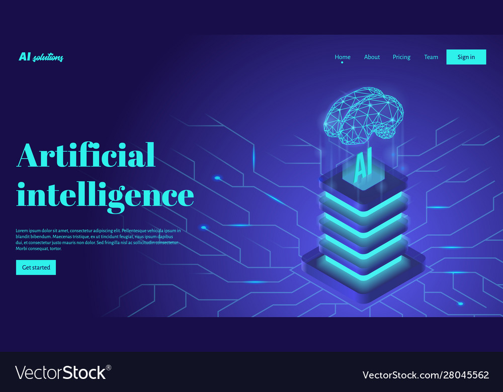 Artificial intelligence landing page header Vector Image