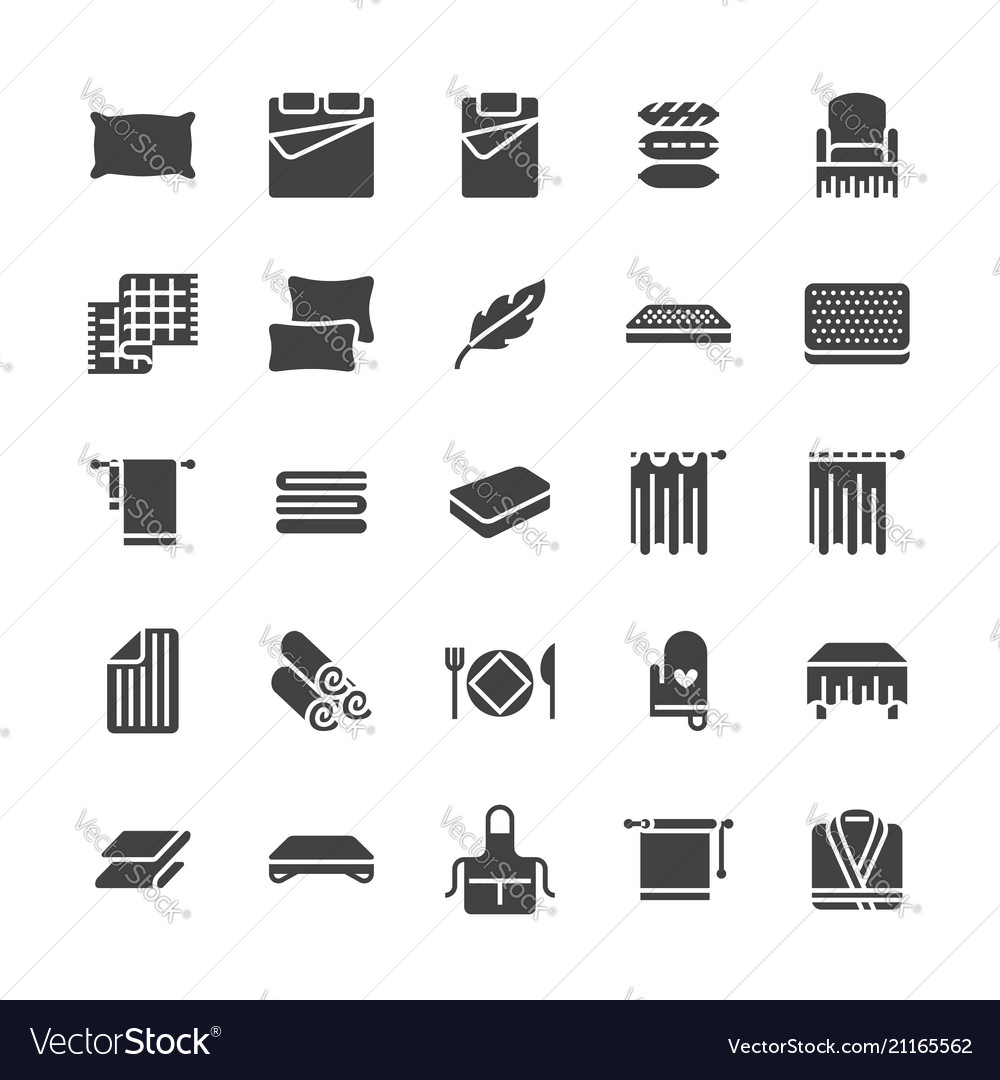 Bedding flat glyph icons orthopedics mattresses Vector Image