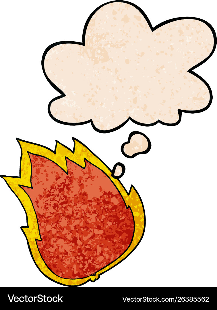 Cartoon fire and thought bubble in grunge texture Vector Image