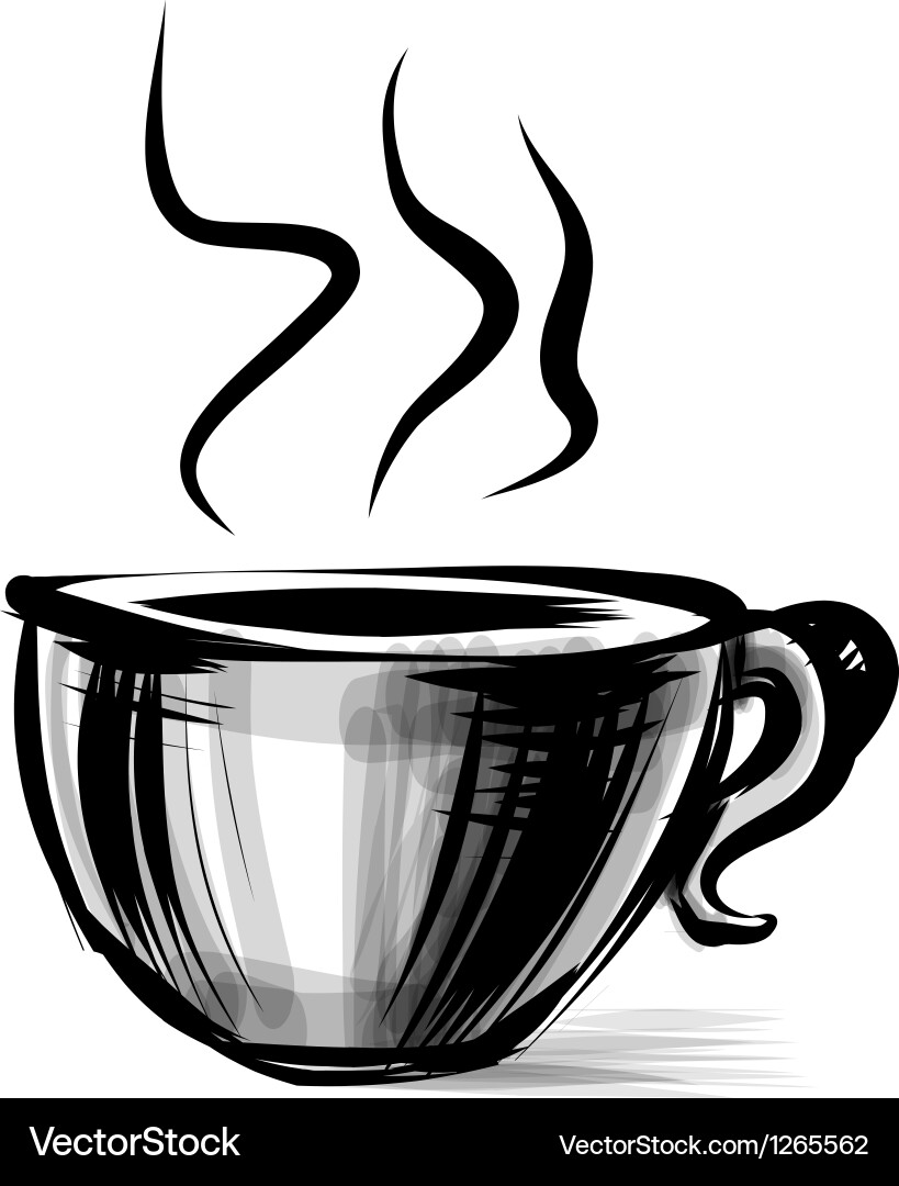 Cup with steam stylized on white Royalty Free Vector Image