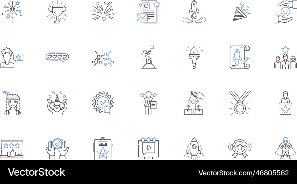 Dominant champions line icons collection Vector Image
