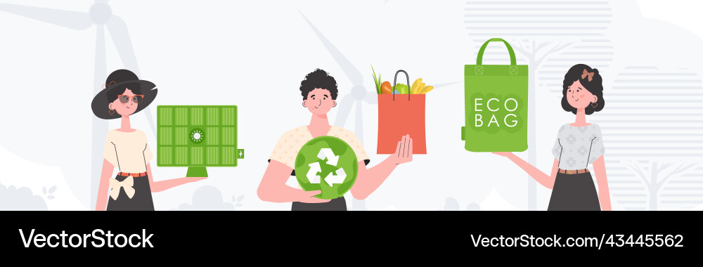 Ecology friendly eco friendly people flat trendy Vector Image