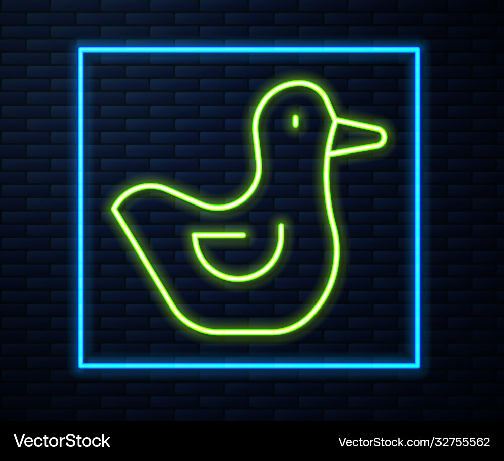 Glowing neon line rubber duck icon isolated Vector Image