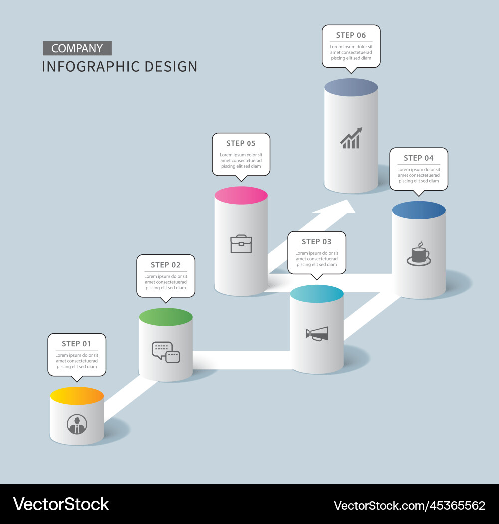 Infographics cylinder timeline to success Vector Image