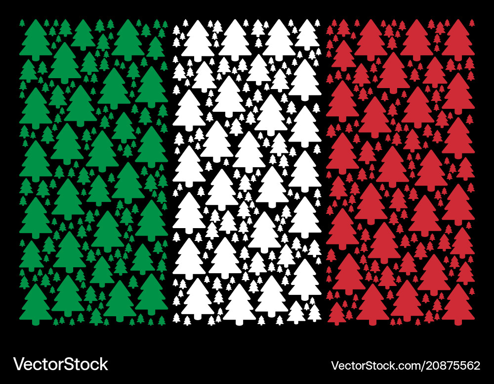 Italy flag pattern of fir-tree items Royalty Free Vector