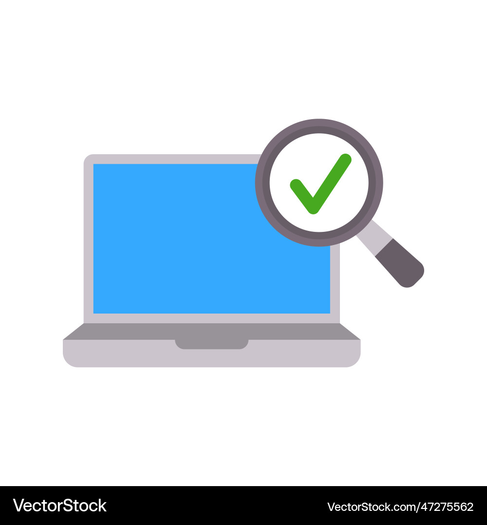 Laptop with magnifying glass isolated on white Vector Image