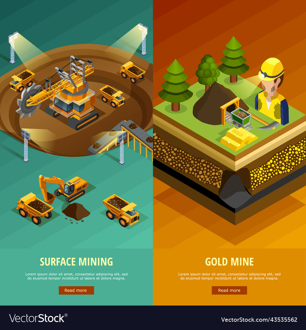 Mining vertical banners set Royalty Free Vector Image