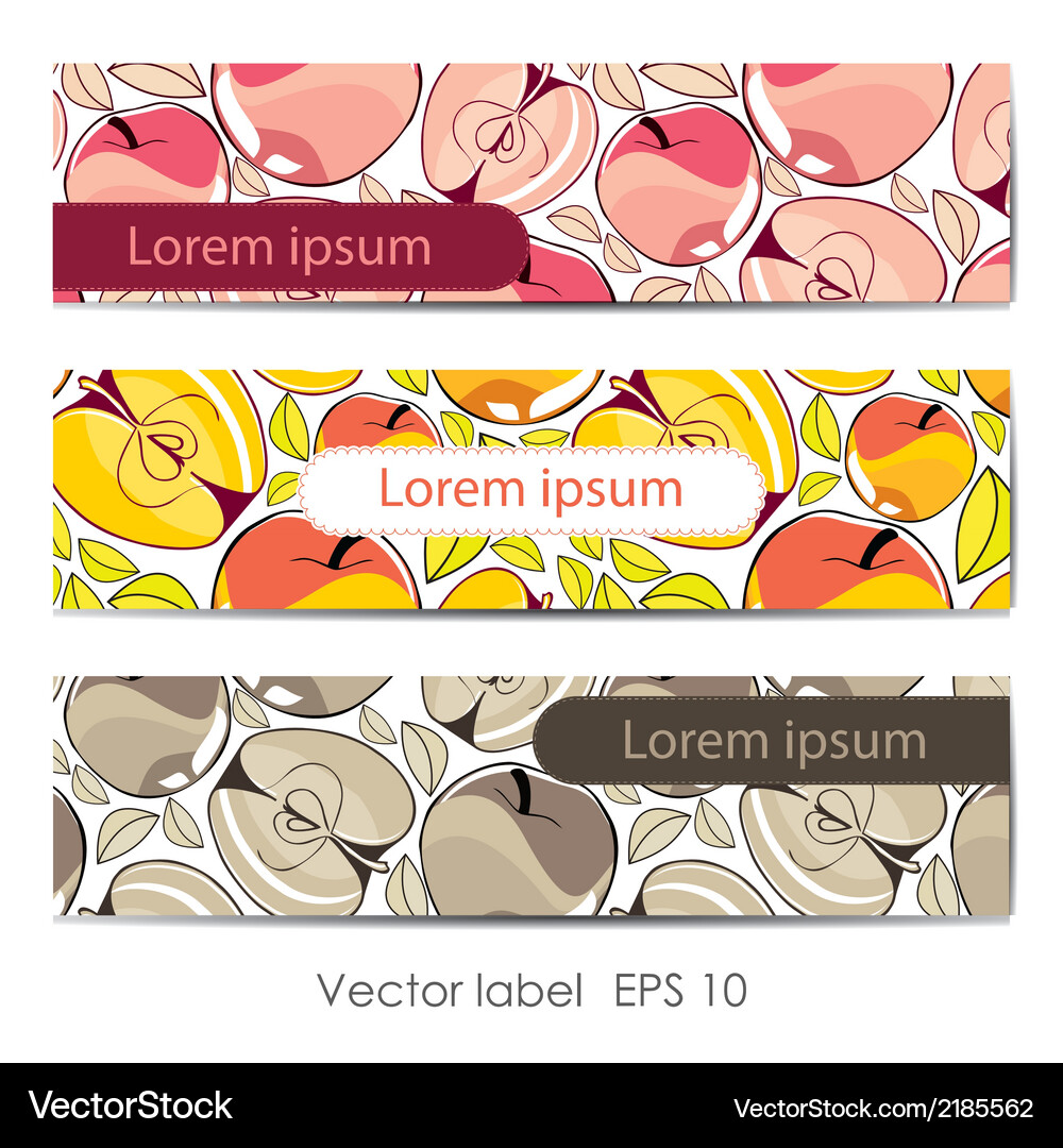 Set of three card with apples Royalty Free Vector Image