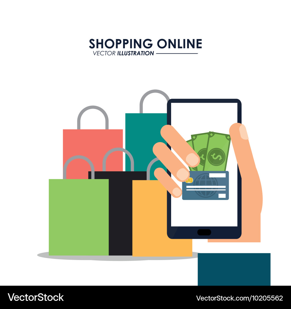 Smartphone shopping online icon graphic Royalty Free Vector