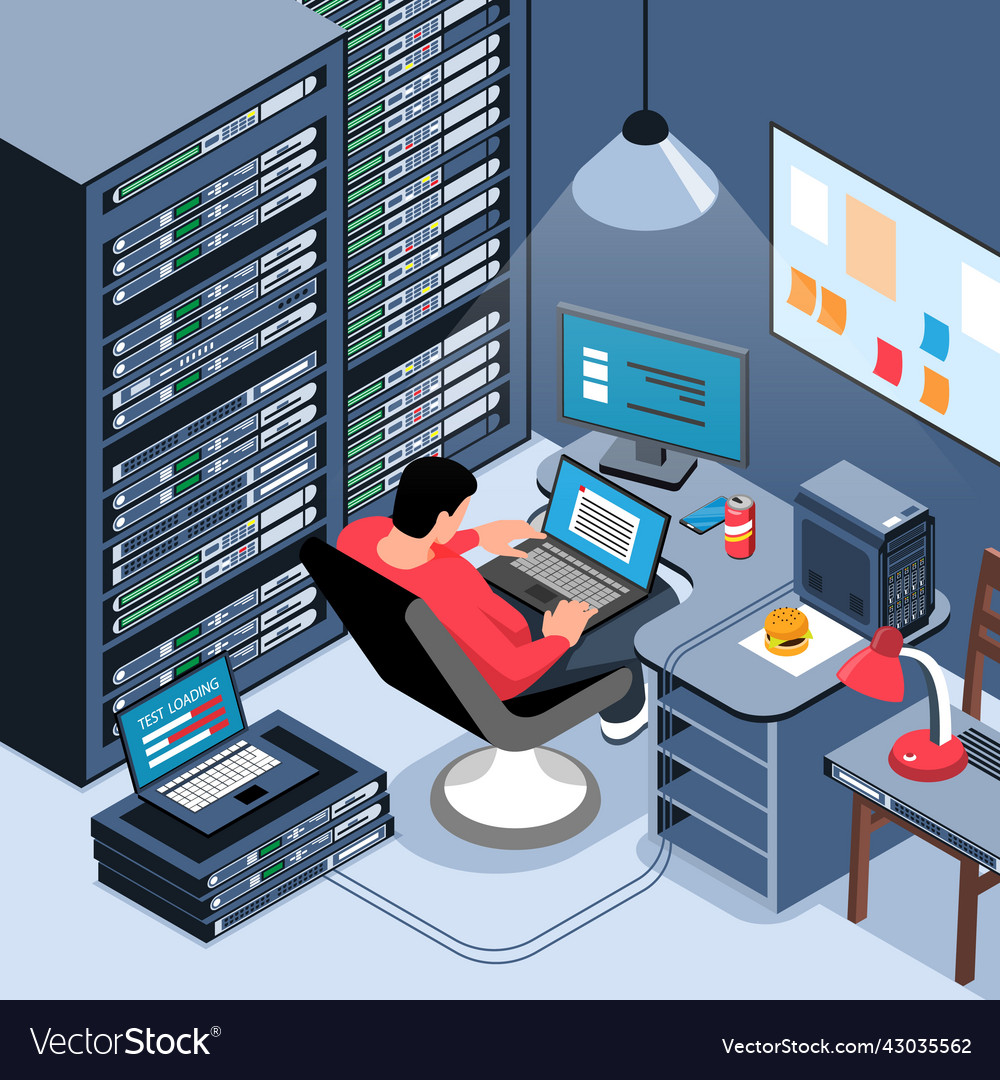 Sysadmin isometric Royalty Free Vector Image - VectorStock