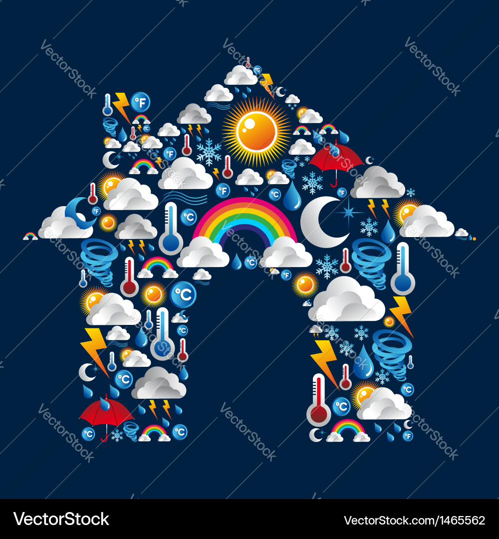 Weather icons set house Royalty Free Vector Image