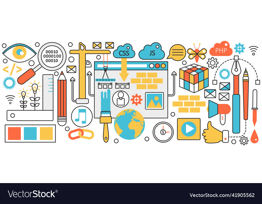 Web site building technology technical process Vector Image