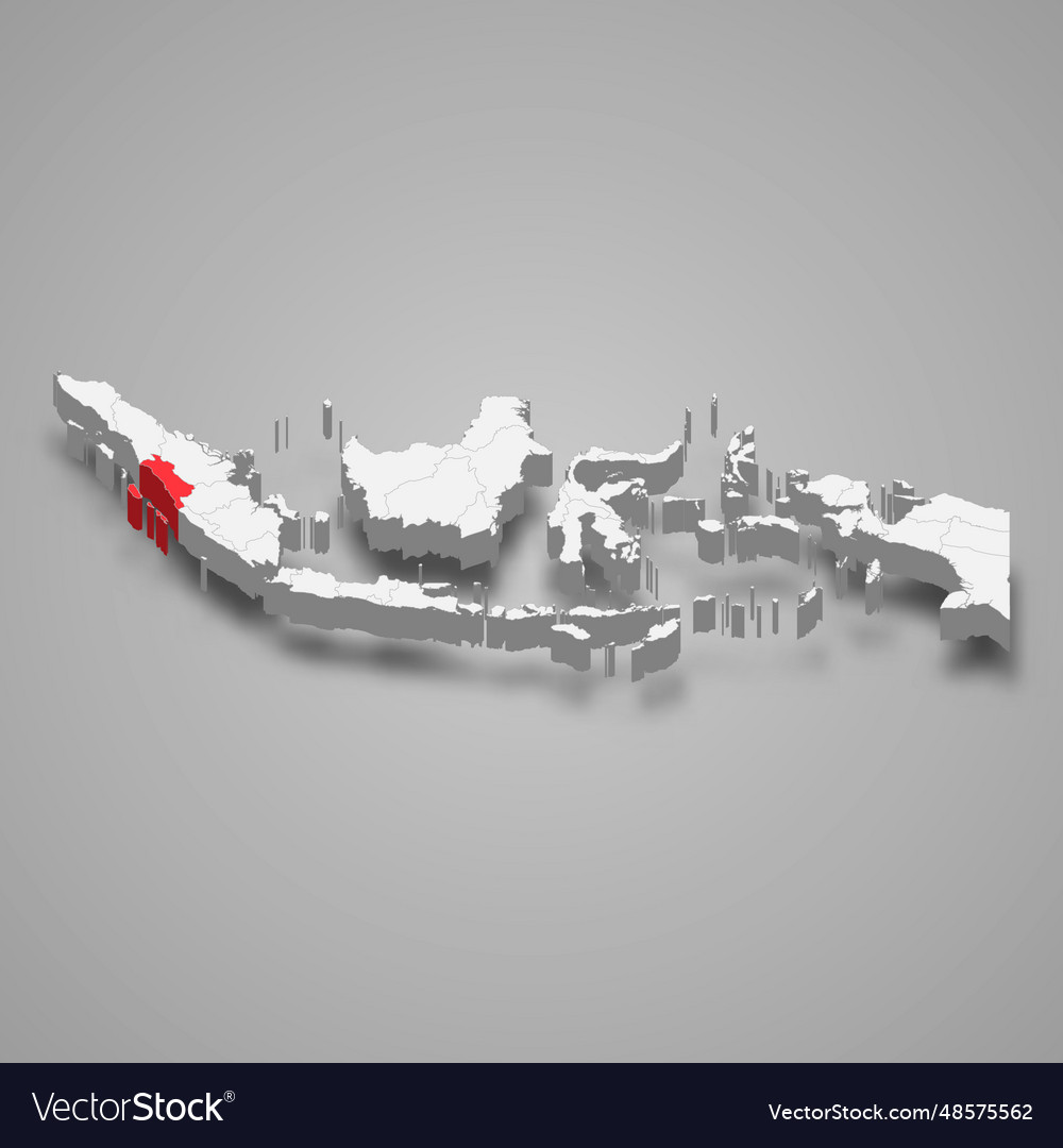 West sumatra province location indonesia 3d map Vector Image West sumatra province location indonesia 3d map Vector Image
