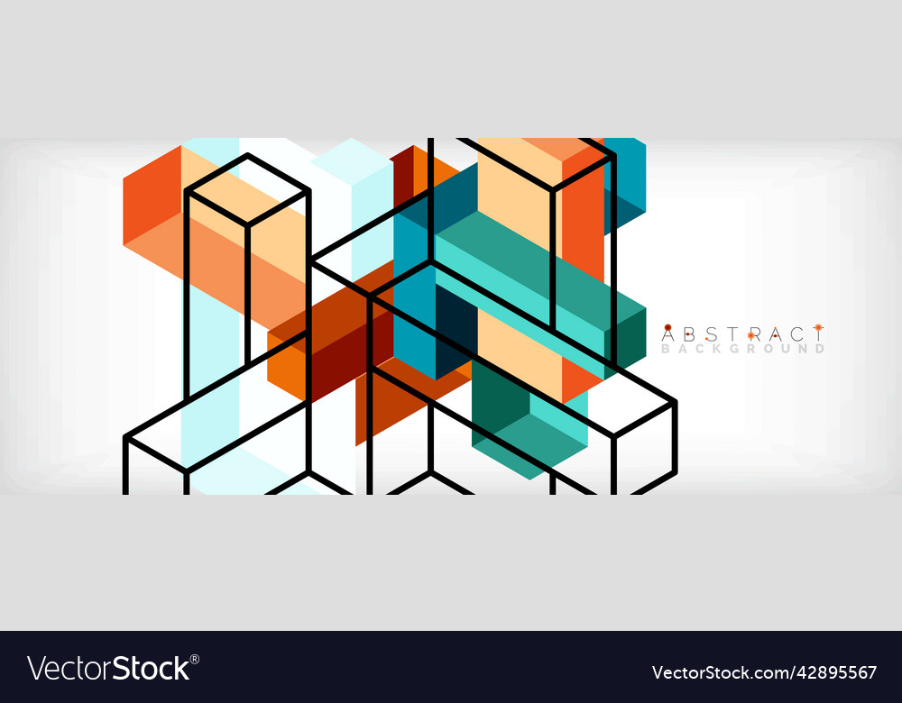 Abstract background 3d cubes cubic elements Vector Image