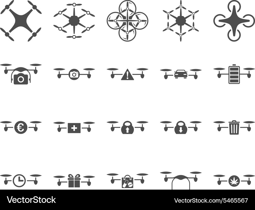 Air drone and quadcopter tool icons Royalty Free Vector