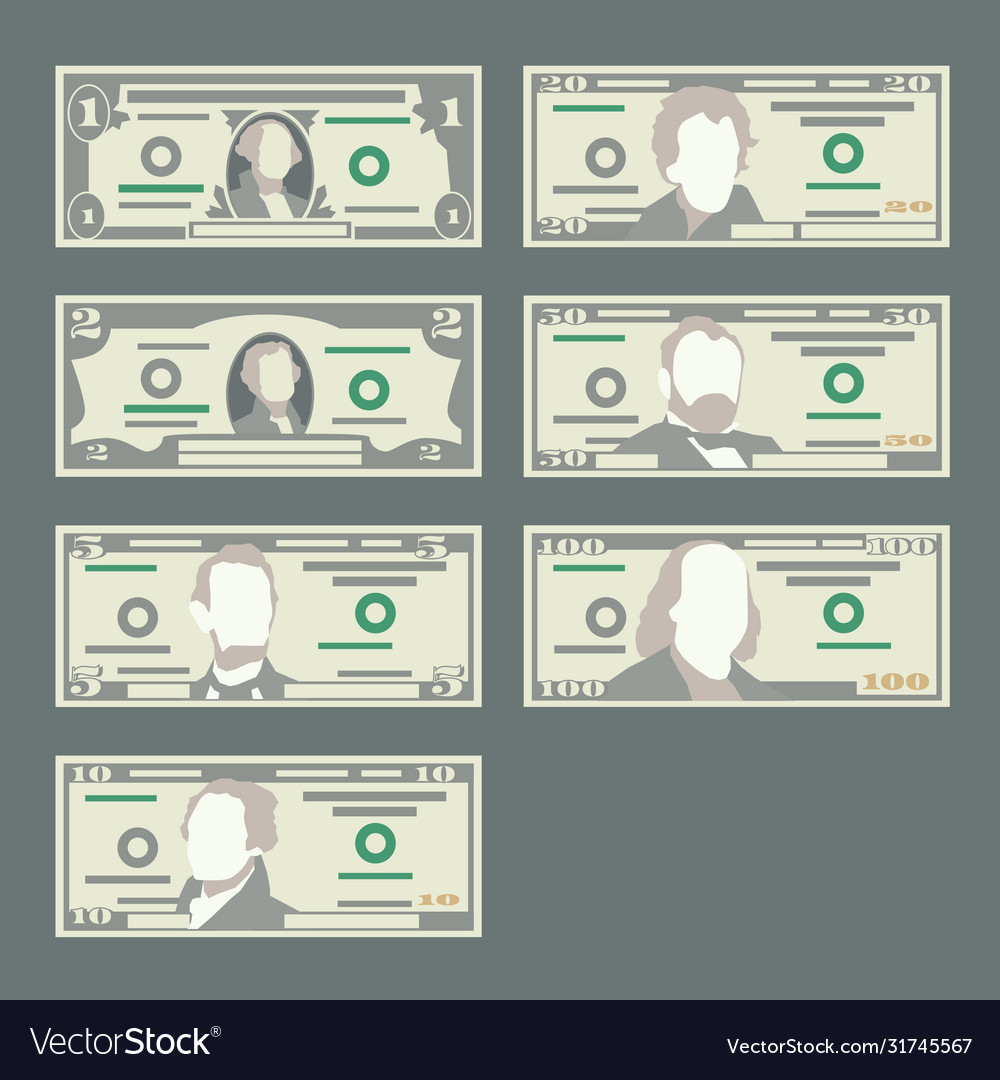 American dollar banknotes collection money Vector Image