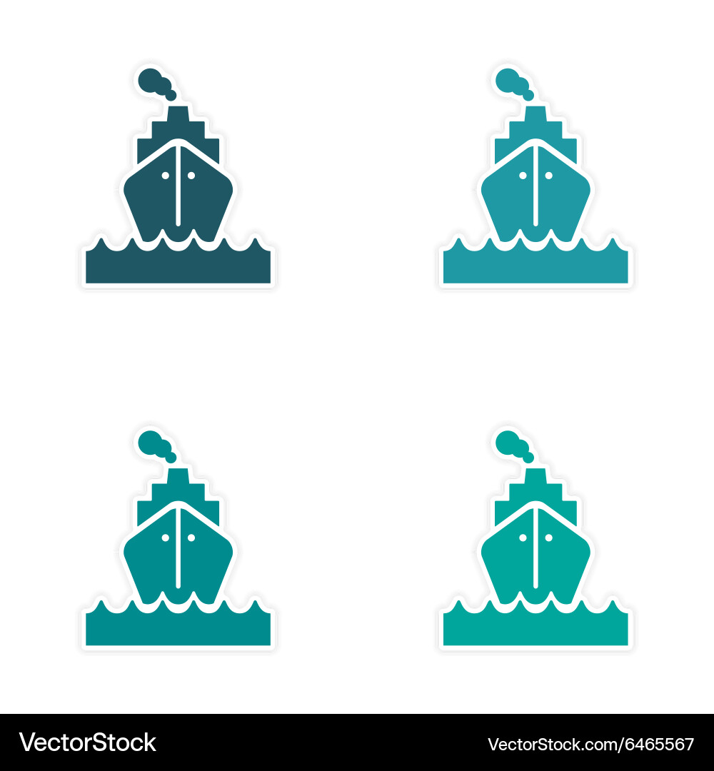Assembly realistic sticker design on paper sea Vector Image
