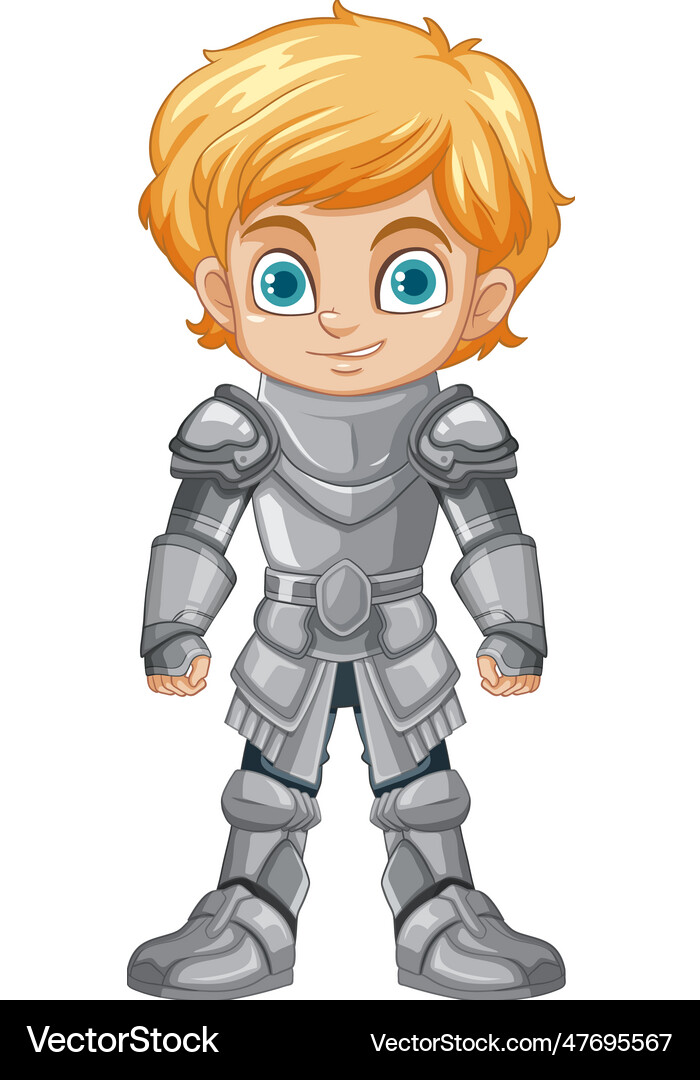 Cartoon knight boy character Royalty Free Vector Image