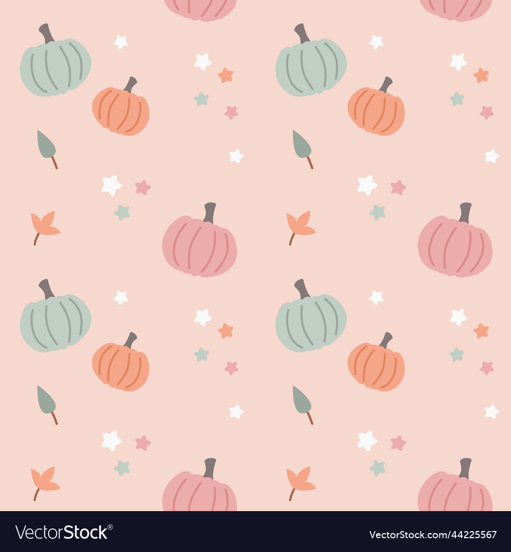 Cute pumpkin pink seamless pattern Royalty Free Vector Image