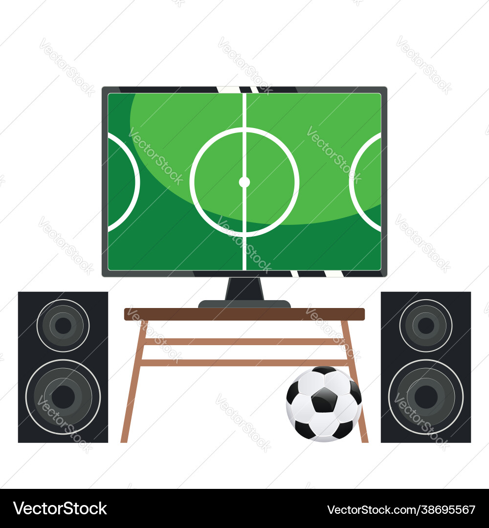 Football on tv screen Royalty Free Vector Image