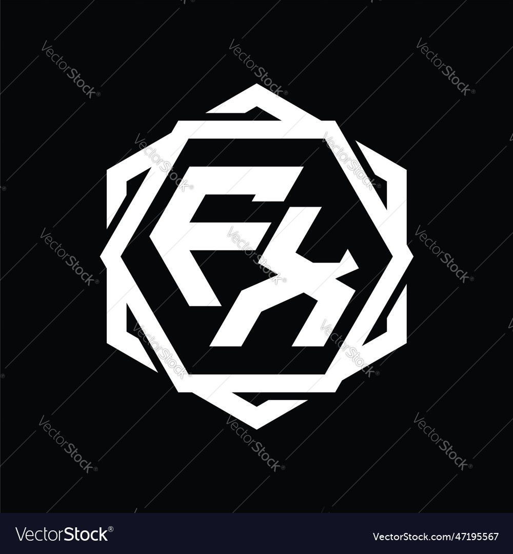 Fx logo monogram hexagon shape with geometric Vector Image