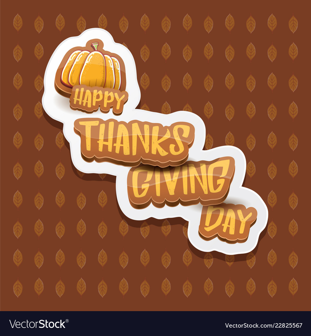 Happy thanksgiving day label wit greeting Vector Image