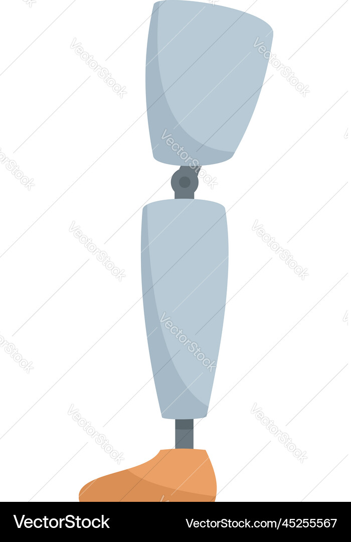 Metal prosthetic leg icon flat style Royalty Free Vector