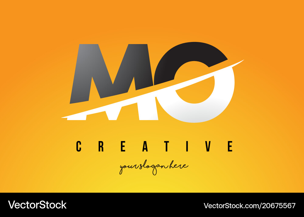 Mo m o letter modern logo design with yellow Vector Image