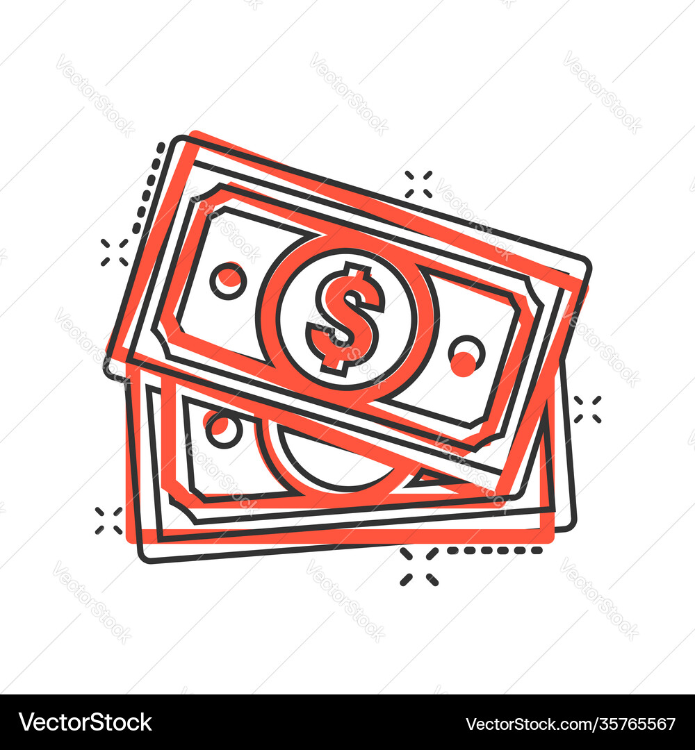 Money currency banknote icon in comic style Vector Image