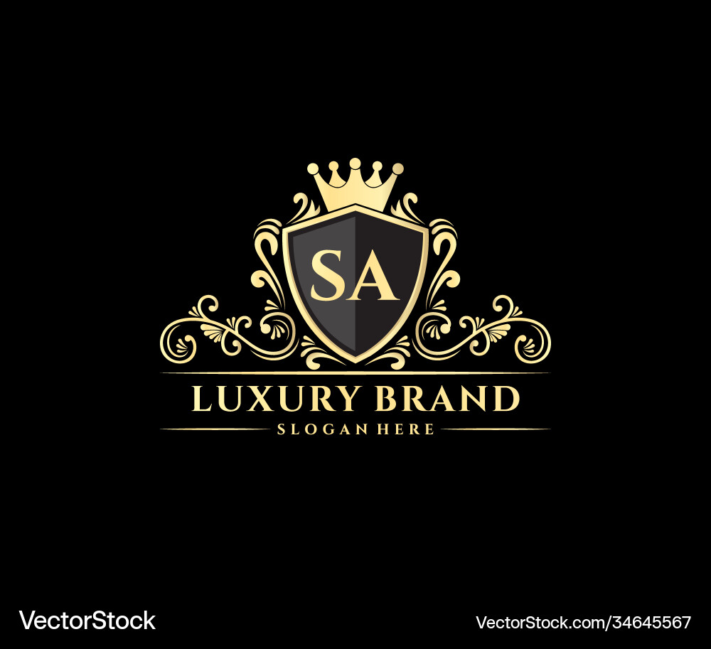 Sa initial letter gold calligraphic feminine Vector Image