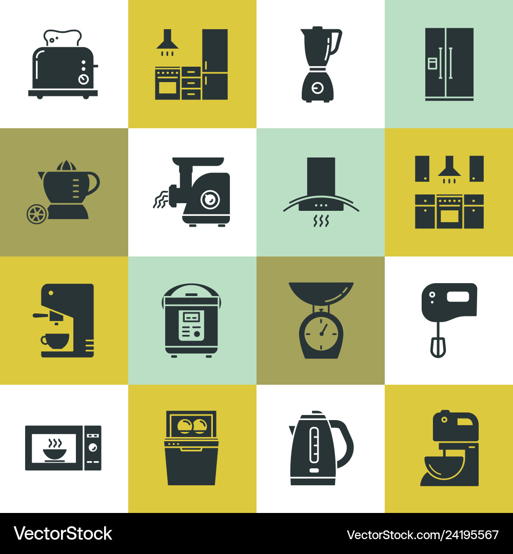 Set of clean icons featuring various kitchen Vector Image