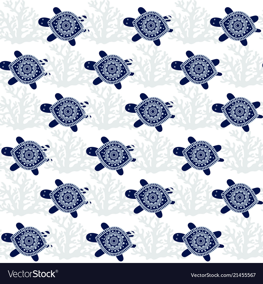 Turtles seamless pattern Royalty Free Vector Image